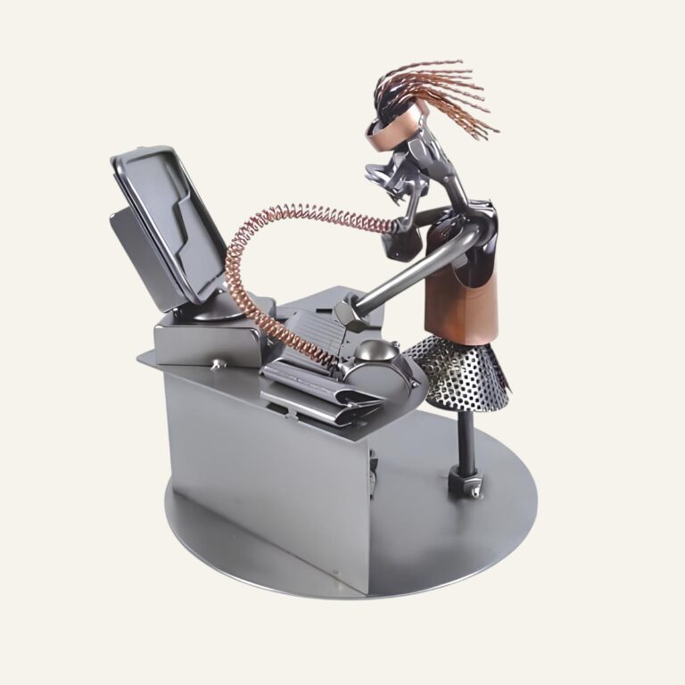 Figurine banquière artisanale en métal - décoration bureau