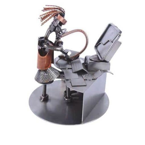 Figurine banquière artisanale en métal - décoration bureau